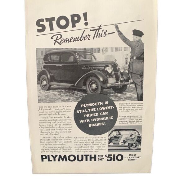 Plymouth | Accents | Vintage935 Plymouth Stop Remember This Ad ...